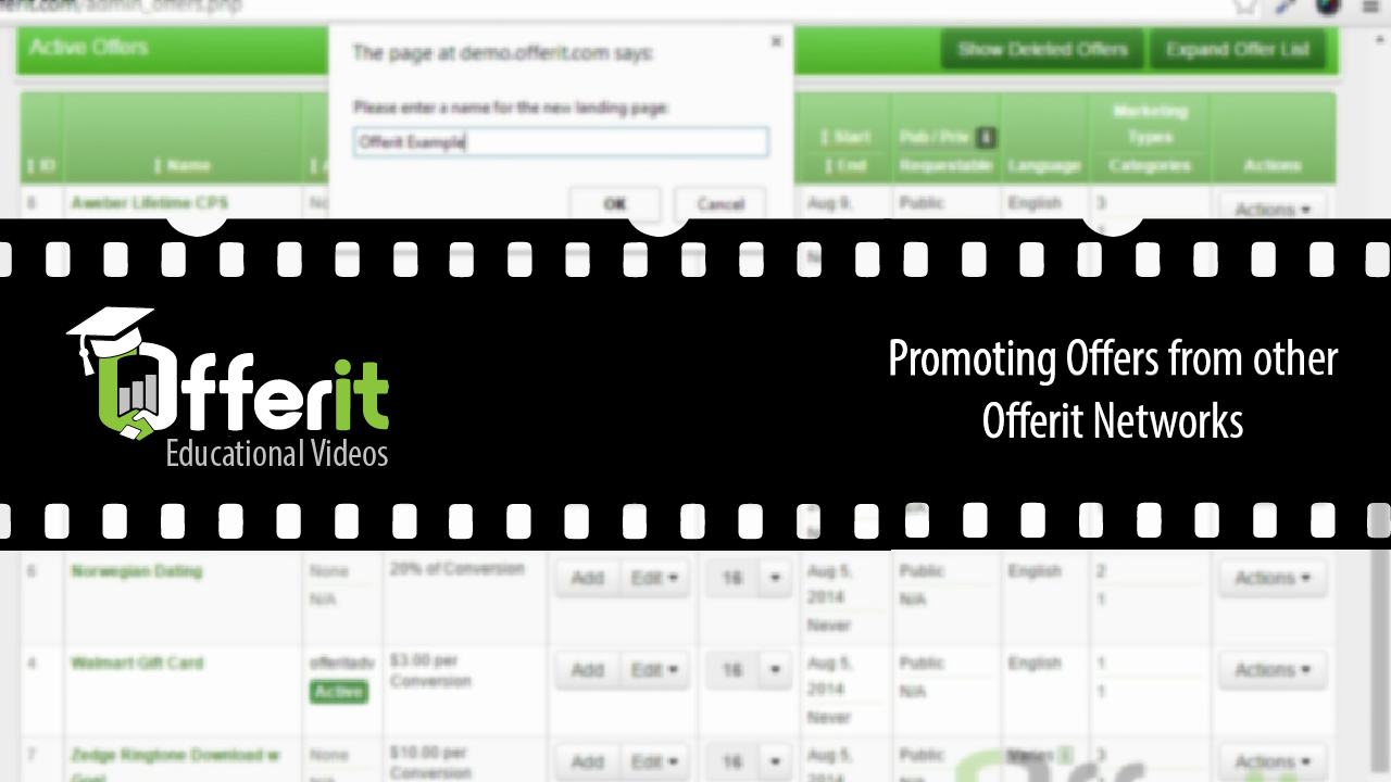 Offerit Video Tutorials: Promoting Offers from other Offerit Networks